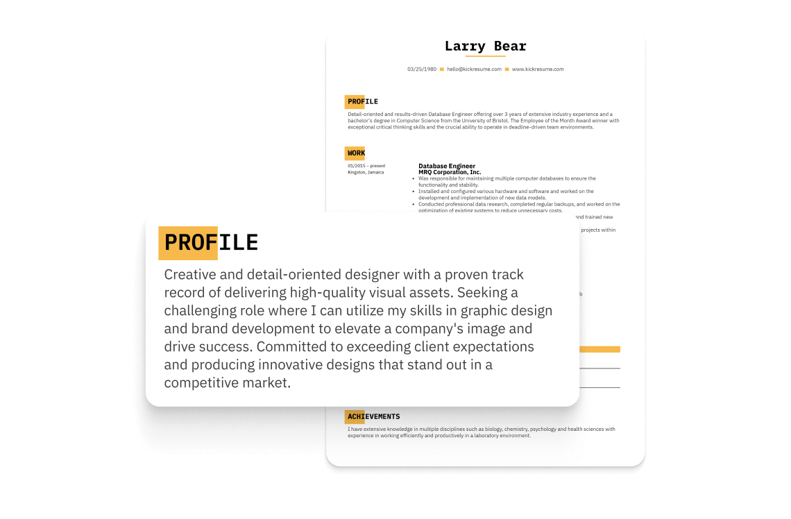 Career Summary Resume Section Generator | Kickresume