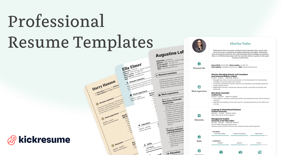 Best Professional Resume Templates | Build Your CV | Kickresume