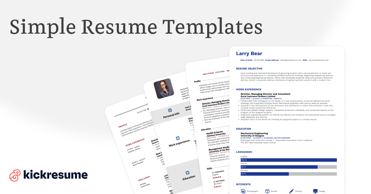 Best Simple Resume Templates | Build Your CV | Kickresume