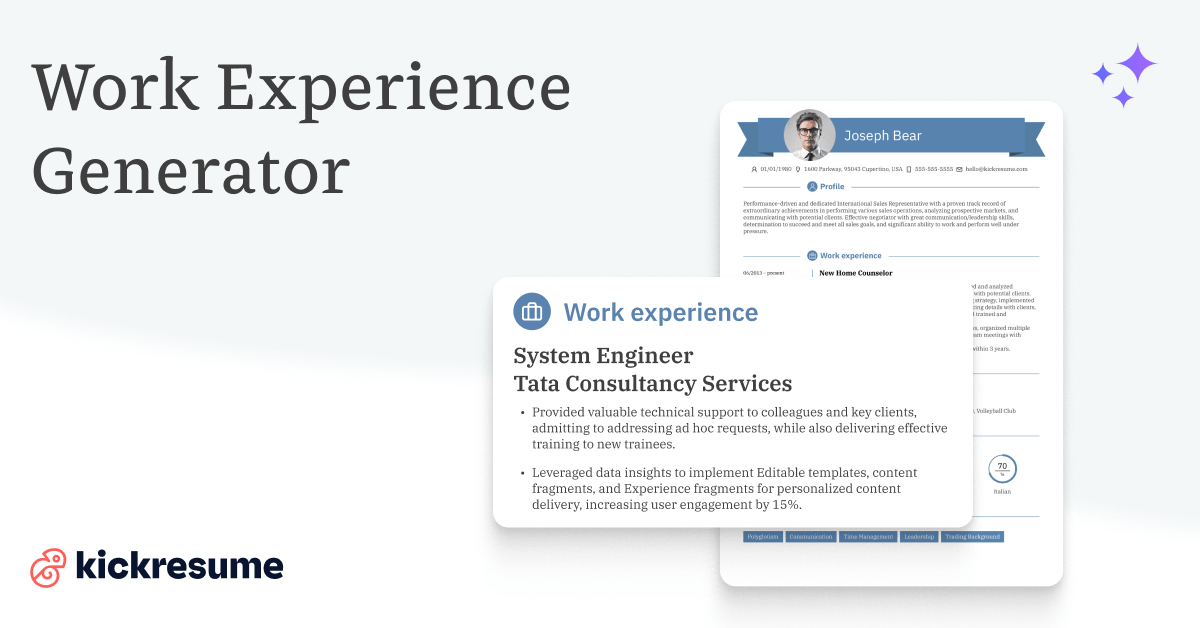 Work Experience Resume Section Generator | Kickresume | Kickresume