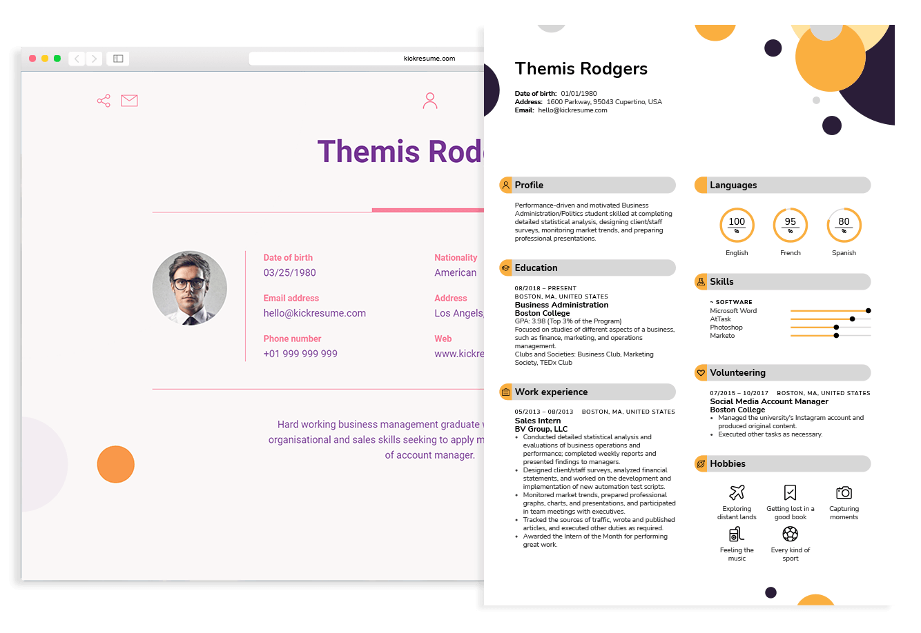 Personal Website Builder | Resume Website | Kickresume