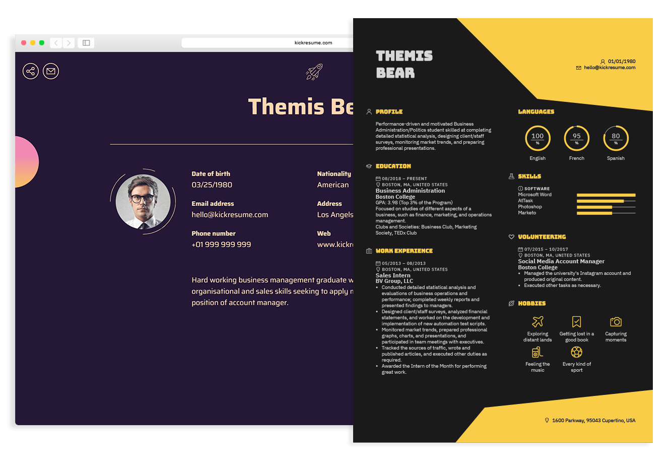 Personal Website Builder | Resume Website | Kickresume