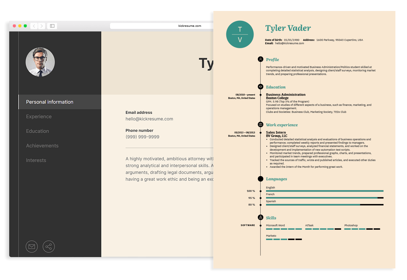 Personal Website Builder | Resume Website | Kickresume