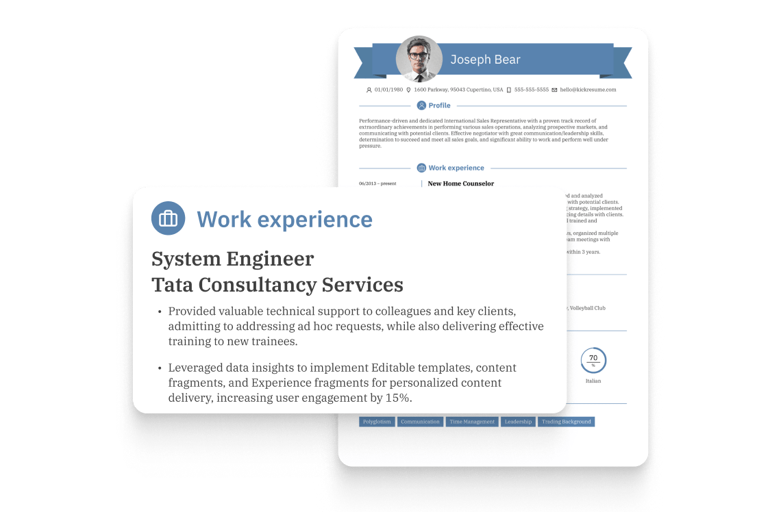 Work Experience Resume Section Generator | Kickresume | Kickresume